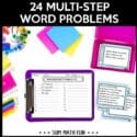 Multi-Step Word Problems - 24 Self-Checking Task Cards