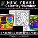 New Year's Color by Number Worksheets - Sum Math Fun
