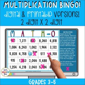 Multiplication Bingo Game Boards 2-Digit x 2-Digit Digital and Print ...