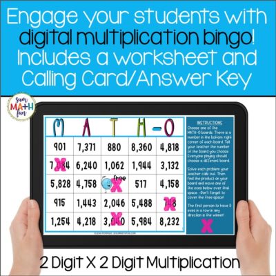 Multiplication Bingo Game Boards 2-Digit x 2-Digit Digital and Print ...