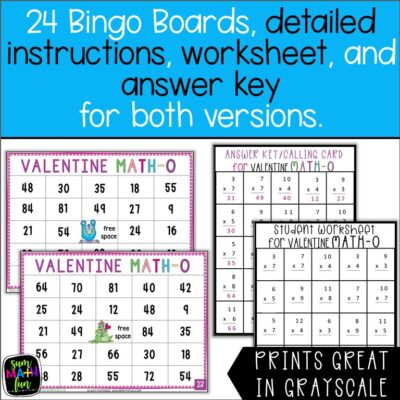 Valentine Bingo! Multiplication Facts | Digital and Print! - Sum Math Fun