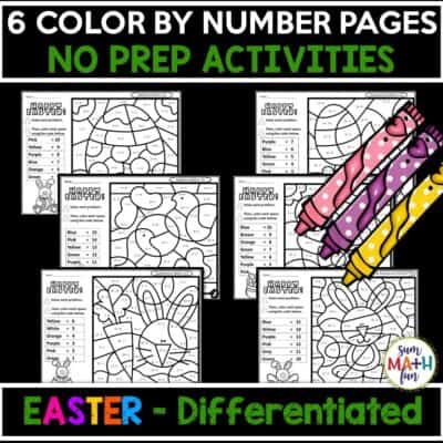 Easter Color by Number Worksheets - Sum Math Fun