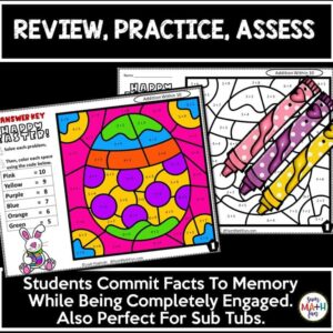 Easter Color by Number Worksheets - Sum Math Fun