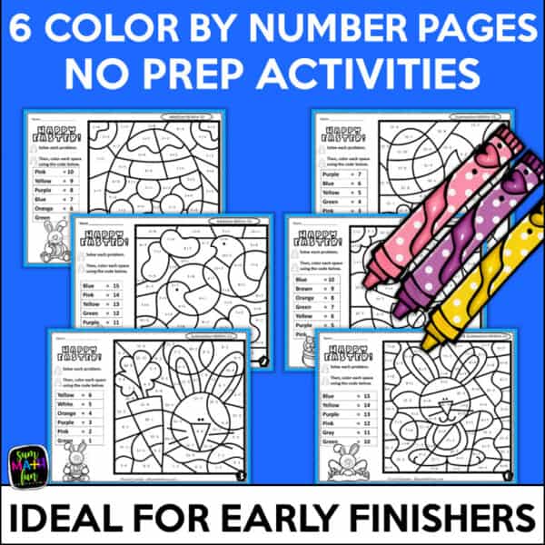 Easter Color by Number Worksheets with Instant Feedback