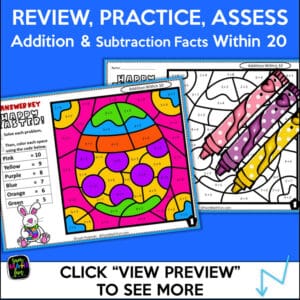 Easter Color by Number Worksheets with Instant Feedback