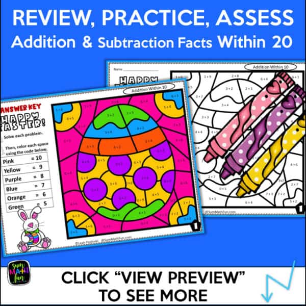 Easter Color by Number Worksheets with Instant Feedback